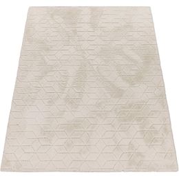 Hochflor-Teppich Paco Home "Arnheim 745" Teppiche Gr. B: 160cm, 26mm, L: 220cm, beige (creme) Uni Farben, modernes geometrisches Design, besonders weich