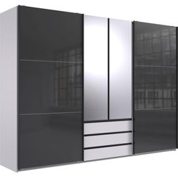 Schwebetürenschrank wimex "Magic by fresh to go" Schränke Gr. B/H/T: 300 cm x 216 cm x 65 cm, Griffleisten schwarz, 4 St., weiß (weiß, außentüren grauglas)