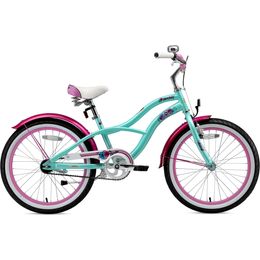 Jugendfahrrad Bikestar "Cruiser" Fahrräder Gr. 29 cm, 20 Zoll (50,80 cm), blau (mint) Kinder für Damen