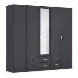 Kleiderschrank Rauch "Schrank Garderobe Wäscheschrank GAMMA in 3 Breiten" Schränke Gr. B/H/T: 226 cm x 210 cm x 54 cm, 5 St., grau (graumetallic) viel Stauraum mit 6 Schubladen, Spiegel TOPSELLER MADE IN GERMANY