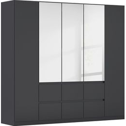 Drehtürenschrank Rauch "Kleiderschrank Schrank mit Spiegel Garderobe Garderobenschrank MAINZ" Schränke Gr. B/H/T: 226 cm x 210 cm x 54 cm, 5 St., grau (graumetallic) grifflose Front mit Spiegel, Außentüren Push-to-Open Funktion