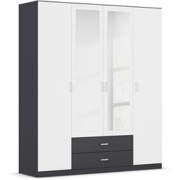 Kleiderschrank Rauch "Schrank Garderobe Wäscheschrank GAMMA in 3 Breiten" Schränke Gr. B/H/T: 181 cm x 210 cm x 54 cm, 4 St., grau (graumetallic, alpinweiß) viel Stauraum mit 6 Schubladen, Spiegel TOPSELLER MADE IN GERMANY