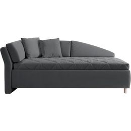 Schlafsofa Alina, grau (dunkelgrau tsv 39), B:223cm H:80cm T:102cm, Samtstoff TSV (100% Polyester), Sofas, Schlafsofa, Bettkasten, Zierkissen-Set aus: 2 Stk. 40x40cm, 1 Stk. 30x30cm