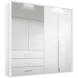 Drehtürenschrank Rauch "Montclar" Schränke Gr. B/H/T: 204 cm x 225 cm x 65 cm, mit Beleuchtung, 4 St., weiß (weiß, hochglanz weiß) Passepartout optional mit Beleuchtung, inkl. Wäscheeinteilung