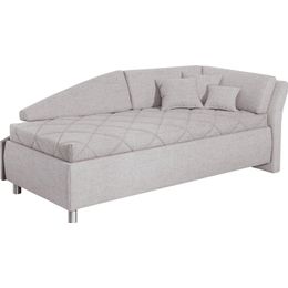 Schlafsofa Alina "Lindsay", grau (platingrau tmd 19), B:223cm H:80cm T:112cm, Struktur TMD (100% Polyester), Sofas, Schlafsofa, Bettkasten, Zierkissen-Set aus: 2 Stk. 40x40cm, 1 Stk. 30x30cm