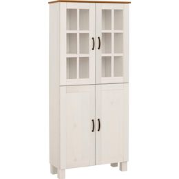 Hochschrank Home Affaire "Rodby", weiß (weiß, honig), B:75cm H:170cm T:30cm, Massivholz, Schränke, FSC-zertifiziertes Massivholz, Breite 75cm, Höhe 170cm