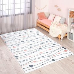 Kinderteppich Carpet City "ANIME901" Teppiche Gr. B: 190 cm 1 St., 11 mm, L: 280 cm, beige (creme) Kinder Kinderzimmer Teppich Modern mit Mond, Blumen, Wolken, Creme, Multi