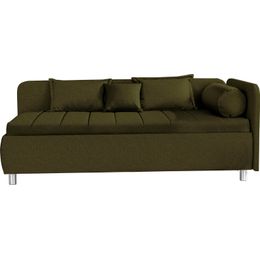Schlafsofa Alina "Kiana", gr&uuml;n (olivgrau tmd 3), B:207cm H:80cm T:112,5cm, Struktur TMD (100% Polyester), Sofas, Schlafsofa, mit Bettkasten und Zierkissen, Liegefl&auml;che 90/200 cm oder 100/200 cm