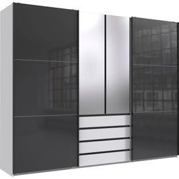 Schwebetürenschrank wimex "Magic by fresh to go" Schränke Gr. B/H/T: 300 cm x 236 cm x 65 cm, Griffleisten schwarz, 4 St., weiß (weiß, außentüren grauglas)