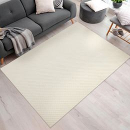 Teppich Paco Home "Rotterdam 591" Teppiche Gr. B: 200 cm 1 St., 4 mm, L: 280 cm, beige (creme) Kurzflor, Uni Farben, Rauten Muster, 3D Effekt, weich & kuschelig