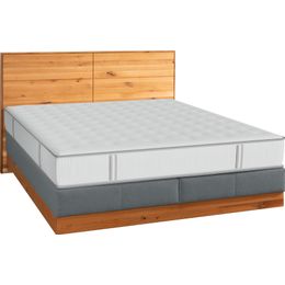 Boxspringbett Alina "Clivia", grau (blaugrau gba 29), B:190cm L:208cm, Struktur GBA (100% Polyester), Komplettbetten, Boxspringbett, in verschiedenen Gr&ouml;&szlig;en erh&auml;ltlich