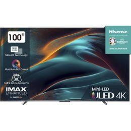 F (A bis G) HISENSE Mini-LED-Fernseher Fernseher 4K UHD Gr. 100, schwarz