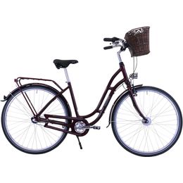 Cityrad HAWK Bikes "City Classic Joy Bordeaux" Fahrräder Gr. 48 cm, 28 Zoll (71,12 cm), rot (bordeaux) für Damen und Herren