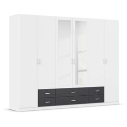 Kleiderschrank Rauch "Schrank Garderobe Wäscheschrank GAMMA in 3 Breiten" Schränke Gr. B/H/T: 271 cm x 210 cm x 54 cm, 6 St., weiß (alpinweiß, graumetallic) viel Stauraum mit 6 Schubladen, Spiegel TOPSELLER MADE IN GERMANY