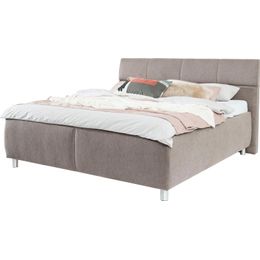 Stauraumbett Alina "Marike", braun (hellbraun gcp 42), B:219cm H:112cm L:218cm, Chenille GCP (100% Polyester), Betten, inklusive Lattenrost, wahlweise mit Matratze in verschiedenen Größen