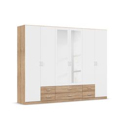 Kleiderschrank Rauch "Schrank Garderobe Wäscheschrank GAMMA in 3 Breiten" Schränke Gr. B/H/T: 271 cm x 210 cm x 54 cm, 6 St., weiß (eiche sonoma, alpinweiß) viel Stauraum mit 6 Schubladen, Spiegel TOPSELLER MADE IN GERMANY