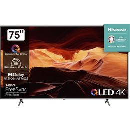 G (A bis G) HISENSE LED-Fernseher "75E7KQ PRO" Fernseher Gr. 75, grau (anthrazit)