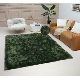 Fellteppich Home Affaire "Dena, Hochflor Teppiche, kuschelig weich" Teppiche Gr. B: 60 cm 1 St., 60 mm, L: 90 cm, grün Fellteppich Kunstfell, Uni-Farben, Wohnzimmer, Schlafzimmer, Esszimmer