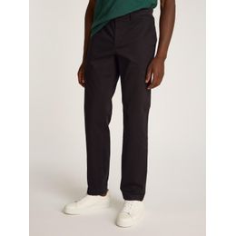 Chinohose Tommy Hilfiger "DENTON CHINO SATIN" Gr. 30, Länge 32, schwarz (black) Herren Hosen mit Gesäßtaschen Knopf, Logostickerei