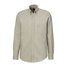 Flanellhemd BOSS Orange "Rickert_M" Gr. L, N-Gr, beige (light beige271) Herren Hemden mit Button-down-Kragen