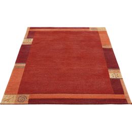 Wollteppich LUXOR living "India" Teppiche Gr. B: 60 cm 1 St., 20 mm, L: 90 cm, rot Designer-Teppich Knüpfteppich Schurwollteppich Teppich Teppiche reine Wolle, handgeknüpft, mit Bordüre, auch als Läufer