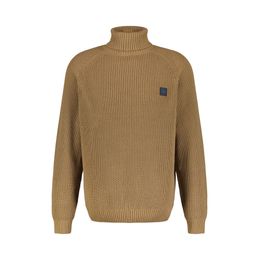 Rollkragenpullover Lerros "Lerros Stilvoller in Strukturstrickqualität" Gr. L, beige (bold camel) Herren Pullover