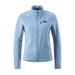 Fahrradjacke Gonso "ADVENTURE JACKET SOFTSHELL W" Gr. 36, blau (hellblau) Damen Jacken Radjacke, atmungsaktiv, Slim Fit