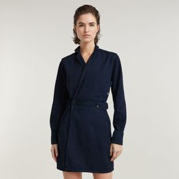 G-Star Raw Wickelkleid G-STAR "Wrap Dress" Gr. L, N-Gr, worn in deep blue ocean Damen Kleider mit verstellbarer Taille