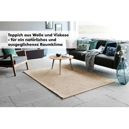 Teppich barbara becker "Brave" Teppiche Gr. B: 140 cm 1 St., 12 mm, L: 200 cm, beige (natur) Handweb, Material 50% Wolle, Viskose, handgewebt, melierte Optik