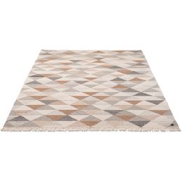 Teppich Tom Tailor HOME "Triangle Kelim" Teppiche Gr. B: 65 cm 1 St., 5 mm, L: 135 cm, beige (natur) Fransenteppich handgewebt, mit Fransen, Boho-Style