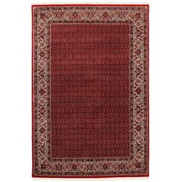 Orientteppich OCI DIE TEPPICHMARKE "Sultan Herati" Teppiche Gr. B: 140cm, 15mm, L: 200cm, rot (rot/creme) Fransenteppich hochwertig handgeknüpft, mit Fransen, Wohnzimmer