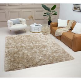 Fellteppich Home Affaire "Dena, Hochflor Teppiche, kuschelig weich" Teppiche Gr. B: 60 cm 1 St., 60 mm, L: 90 cm, grau (taupe) Fellteppich Kunstfell, Uni-Farben, Wohnzimmer, Schlafzimmer, Esszimmer