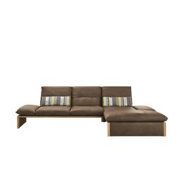 Koinor Leder-Ecksofa mit Massivholzrahmen aus Wildeiche Humfrey ¦ braun ¦ Maße (cm): B: 314 H: 93 T: 159