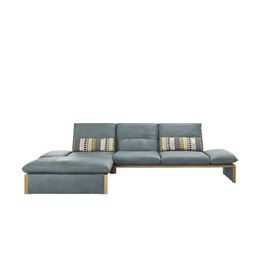 Koinor Leder-Ecksofa mit Massivholzrahmen aus Wildeiche Humfrey ¦ blau ¦ Maße (cm): B: 314 H: 93 T: 159