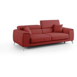 Fusion Sofa mit Schiebesitzen aus abwaschbarem Stoff T05 185 cm rot - rosso