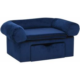 vidaXL - Hundesofa mit Schublade Blau 75x50x38 cm Plüsch