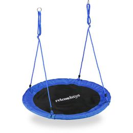 Relaxdays - Nestschaukel, Outdoor Schaukel für Kinder & Erwachsene, ø 110 cm, bis 100 kg, rund, Tellerschaukel, blau