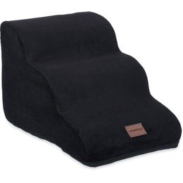 Relaxdays - Haustiertreppe 3 Stufen, Hunde & Katzen, HxBxT: 33 x 36,5 x 52 cm, weiche Hundetreppe, Bett, Couch, schwarz