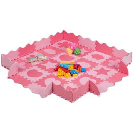 Relaxdays - Puzzlematte 52-teilig, eva Schaumstoff, schadstofffrei, 1,4 m², Spielmatte mit Rand, versch. Motive, pink/rosa