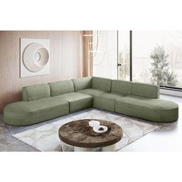 Kaiser Ecksofa Designer Corner modena stoff Poso, viele Farben Hellgrün