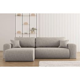 Kaiser Ecksofa mit Schlaffunktion und Stauraum für Bettzeug, L-förmiges Sofa,Capri Stoff Neve Rechts Dunkelbeige