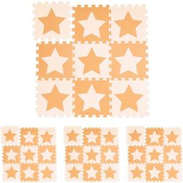 Relaxdays - 36 tlg. Puzzlematte Sterne, 72 Puzzleteile, eva Schaumstoff, schadstofffrei, Spielunterlage 3,2 m², orange-beige