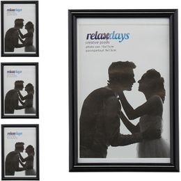 Relaxdays 4 x Bilderrahmen 10 x 15 cm, modernes Design, zum Hinstellen oder Aufhängen, dekorativer Fototischaufsteller, schwarz