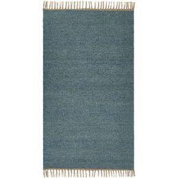 Beliani - Teppich Blau Jute 80 x 150 cm Rechteckig Läufer mit Fransen Natürlich Handgewebt Farbverlauf Boho Fußbodenheizug Geeignet Wohnzimmer Flur