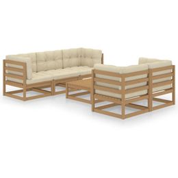 vidaXL - 6-tlg. Garten-Lounge-Set mit Kissen Kiefer Massivholz