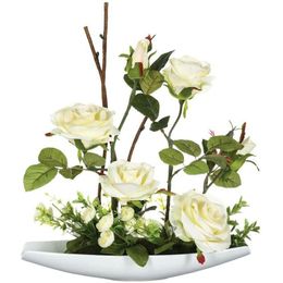 Arrangement aus künstlichen Rosen - Topf - Zement - H36 -5 cm. Atmosphera Créateur D'intérieur