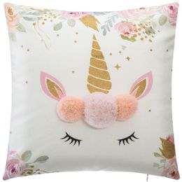 Kinderkissen Licorne - Pompons - 39x39 cm Atmosphera Créateur D'intérieur