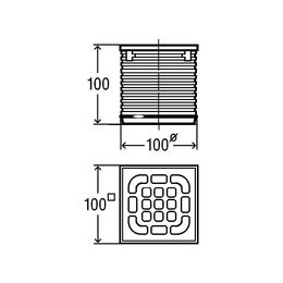 Viega Aufsatz 4934.2 nicht verschraubt in 100x100mm Kunststoff grau 555191