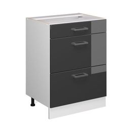 Unterschrank R-Line, Anthrazit Hochglanz, 60 cm mit Schubladen, ohne Arbeitsplatte VICCO