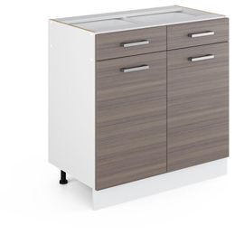 Unterschrank R-Line, Grau, 80 cm mit Schubladen und Türen, ohne Arbeitsplatte VICCO